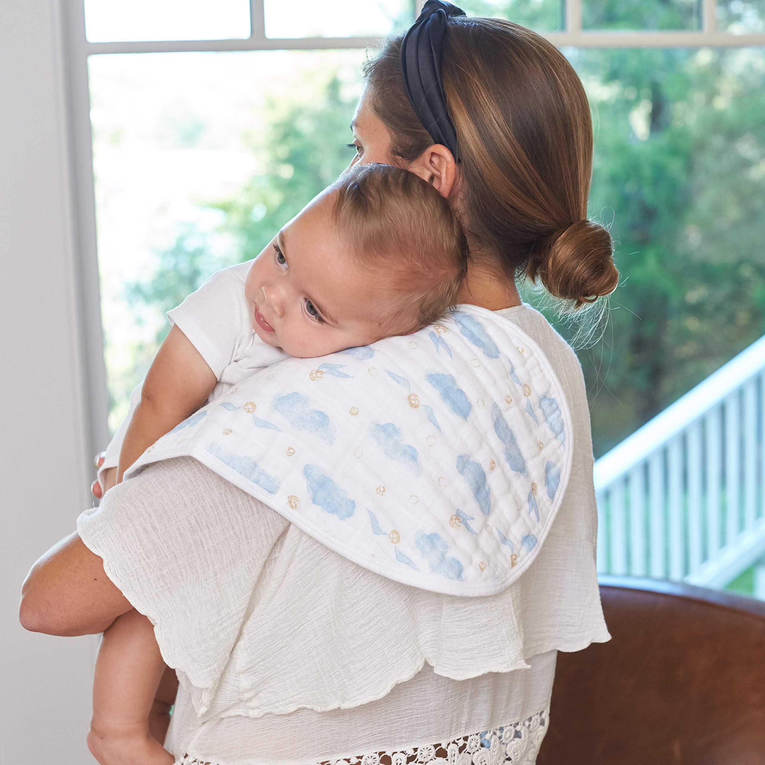 aden + anais 100% Cotton Muslin Burpy Bib – Multi-Use, Absorbent 4-Layer Burp Cloth and Full-Coverage Snap-Closure Baby Bib in One, Lap-Shoulder Drool Cloth, 22.5” X 11”, 2-Pack, Harry Potter