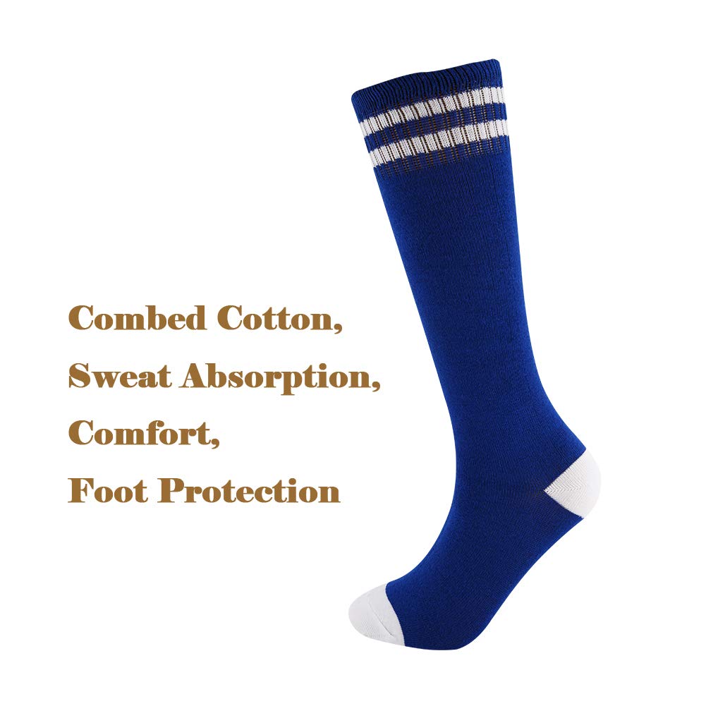 4 Pairs SocksDiary Knee High Socks for Kids, Cotton Soccer Socks for Boys, Girls, Toddlers