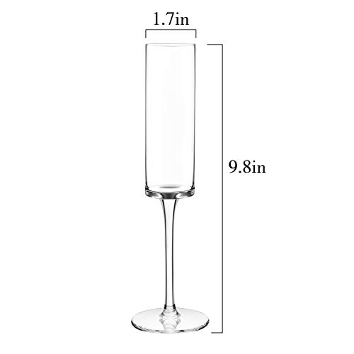 JYB&XY Set of 6 Crystal Champagne Flutes Champagne Glasses Hand Blown Classy Champagne Flutes 100%Lead Free Quality Sparkling Wine Stemware Set Dishwasher Safe 7oz…