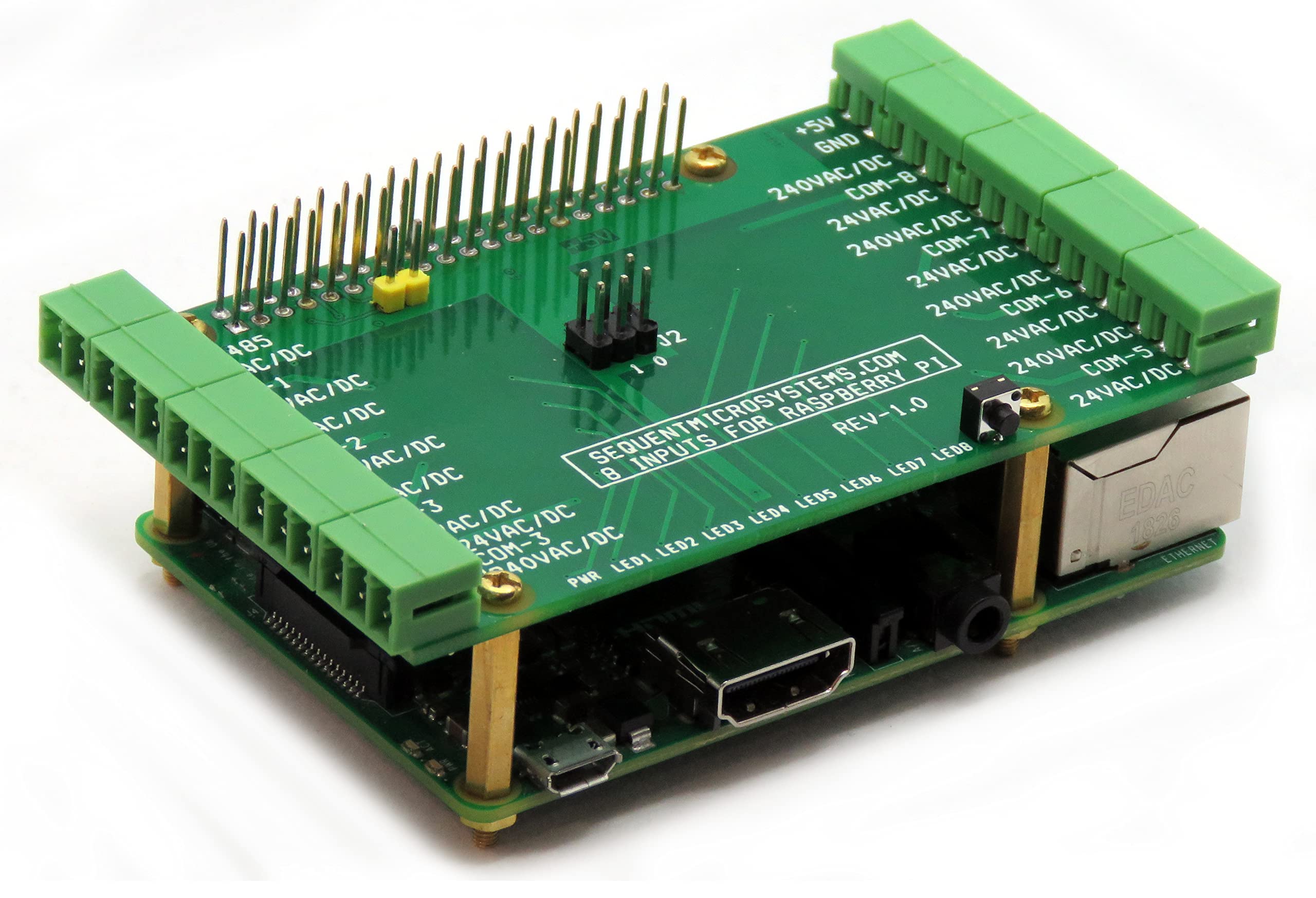 16 Digital Inputs 8-Layer Stackable HAT for Raspberry Pi