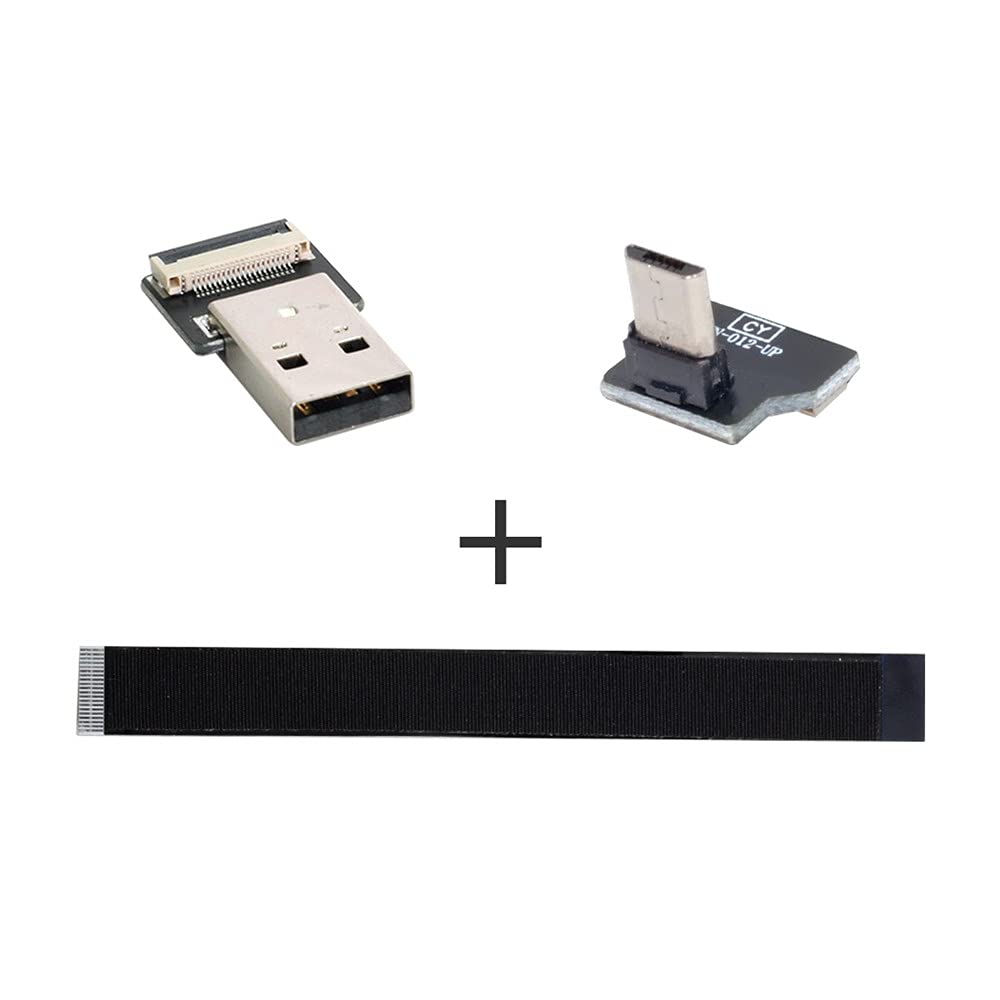Xiwai 2.0M Up Angled USB 2.0 Type-A Male to Micro USB 5Pin Male Data Flat Slim FPC Cable for FPV & Disk & Phone
