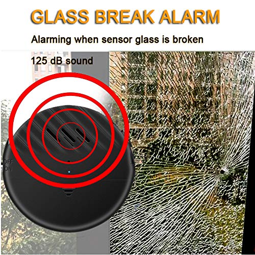 EverNary Window Vibration Alarm,125dB Loud Ultra-Slim Anti-Theft Alarm for Door and Window Glass Break Sensor Alert with Adjustable Sensitivity (5, Black)