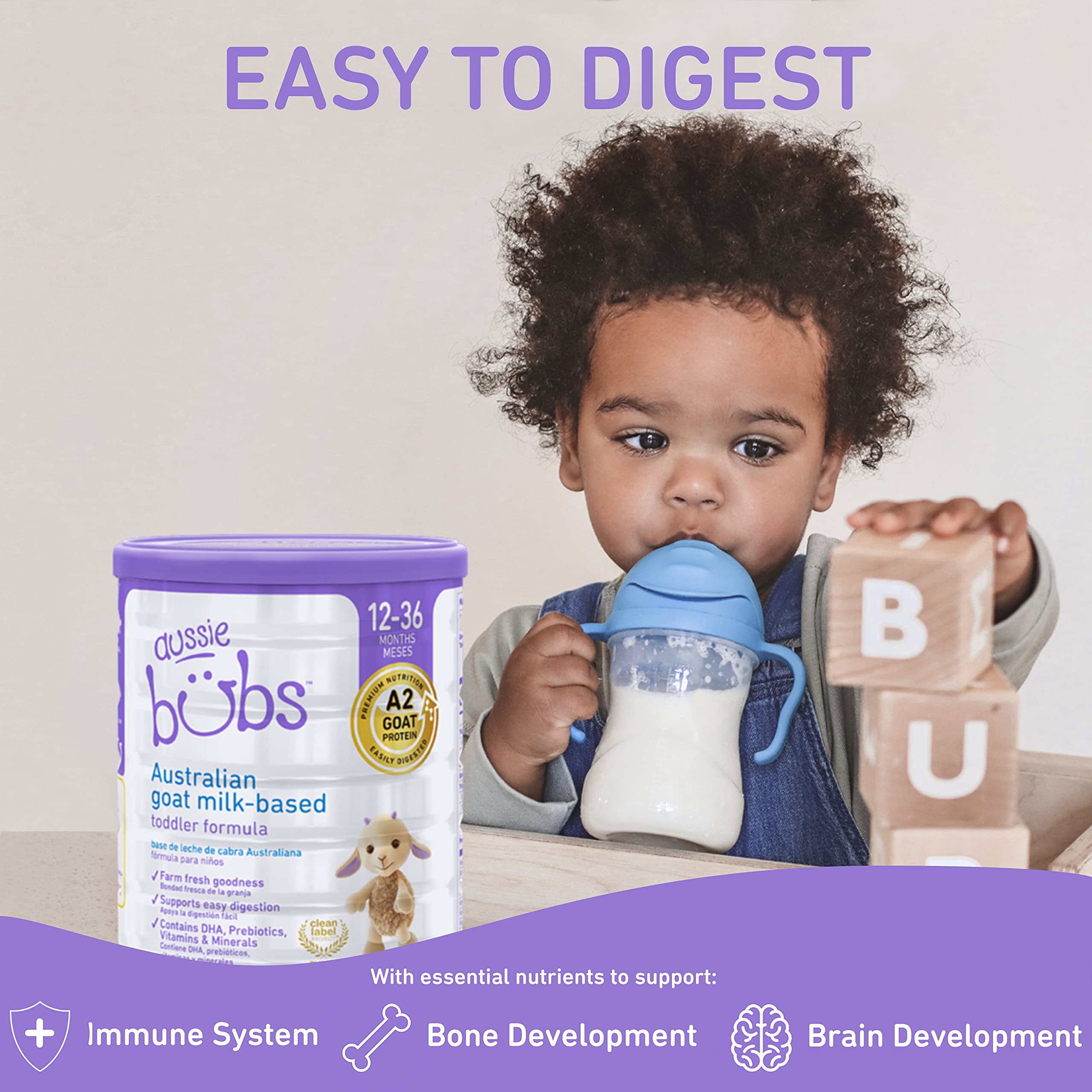 Aussie Bubs Australian Goat Milk-based Toddler Formula, Powder, 28.2 oz (3 Cans)