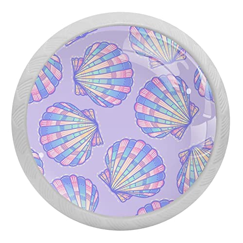 4 Packs Beautiful Rainbow Peal Shell Fluorescence Crystal Glass Cabinet Knobs Drawer Handles for Kitchen Cabinets Dresser Cupboard Wardrobe Pulls Handles