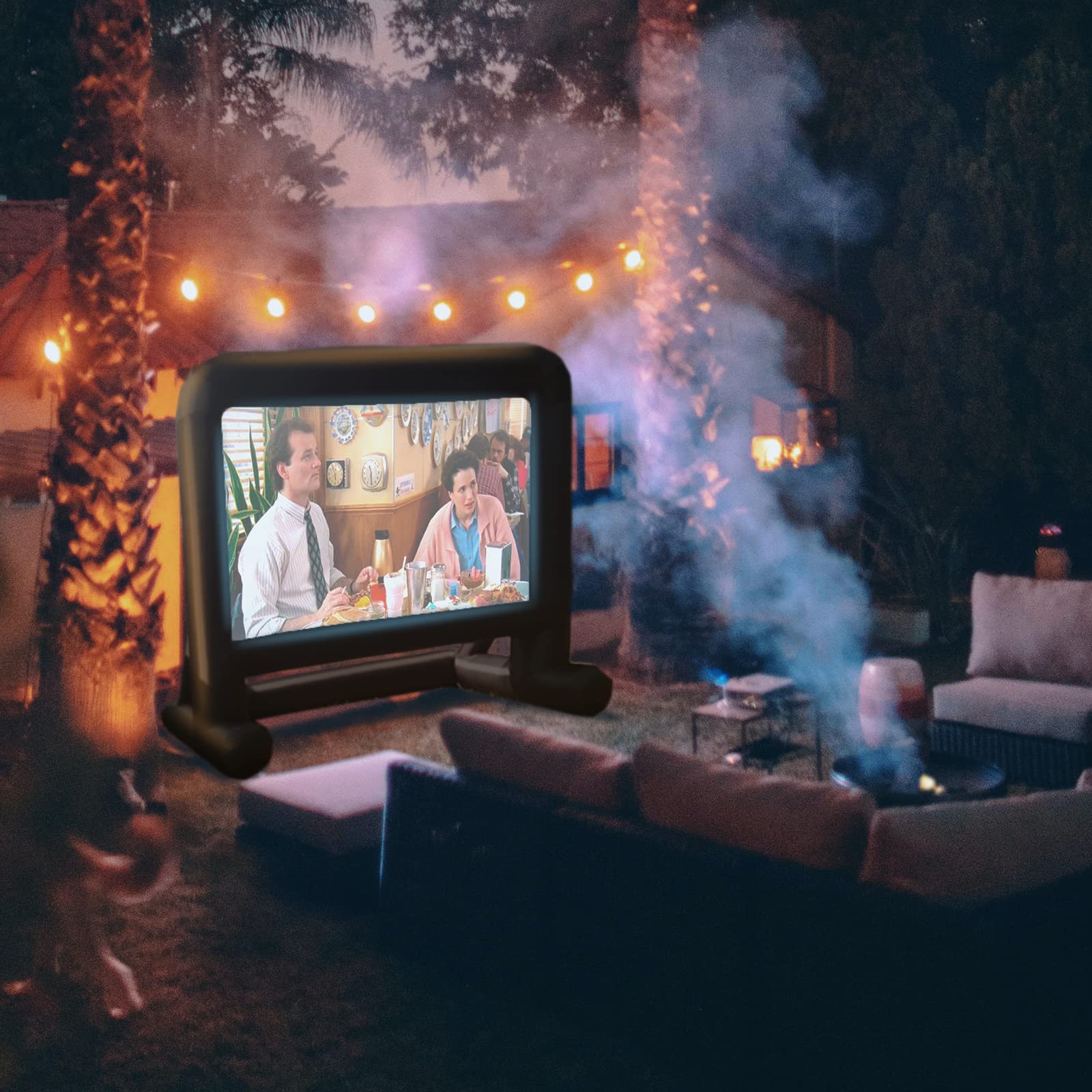 16 FT Outdoor Inflatable Projector Screen – One-Piece Design, Easy Setup Blow-Up Screen with Quiet Fan, Perfect for Backyard Movie Nights & Events (Stable Base)