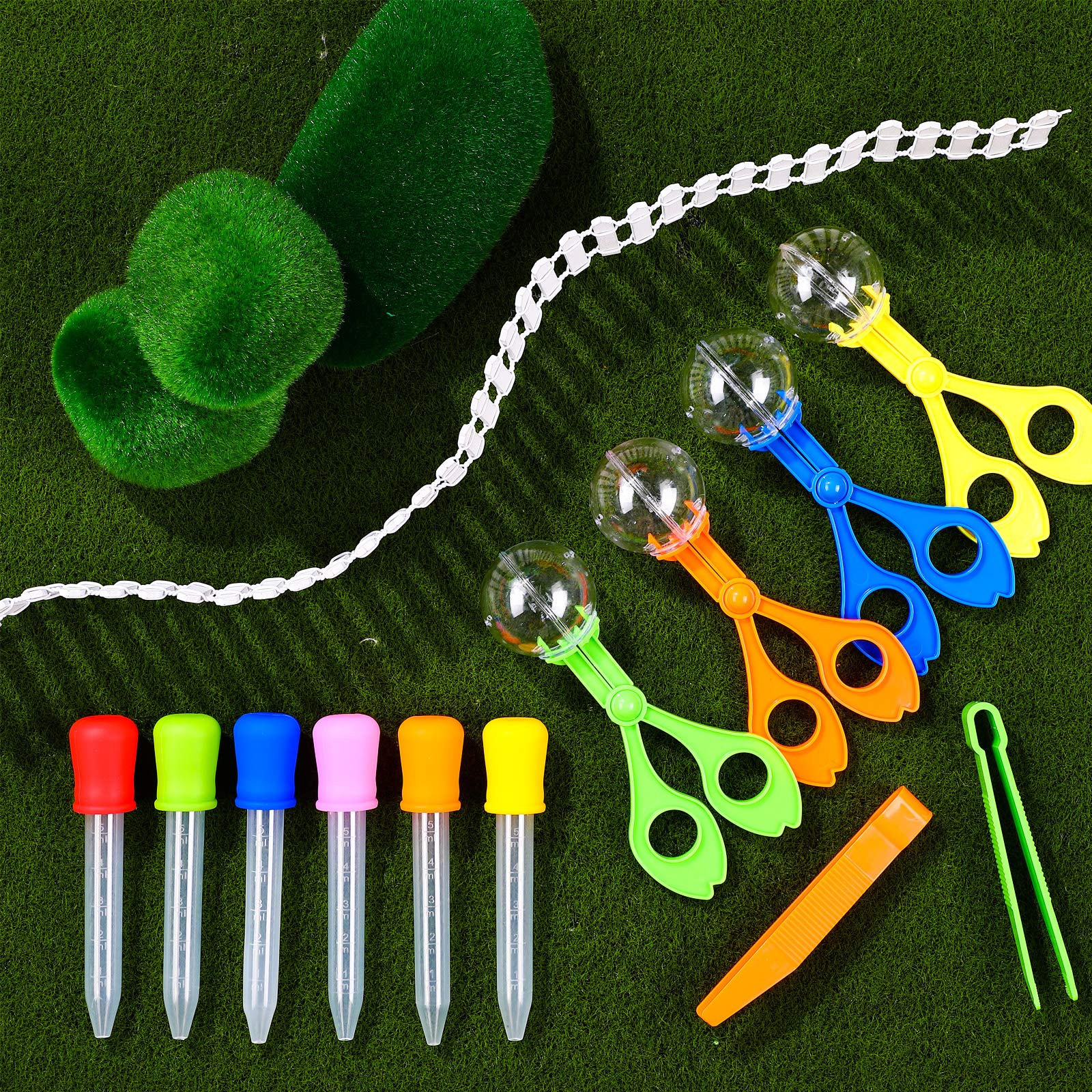 18 Pieces Fine Motor Skill Toys Include 6 Handy Scoopers 6 Jumbo Tweezers 6 Rubber Tipped Dropper Bug Insects Catcher Science Sensory Learning Tool Backyard Outdoor Explorer Kit Skill Development