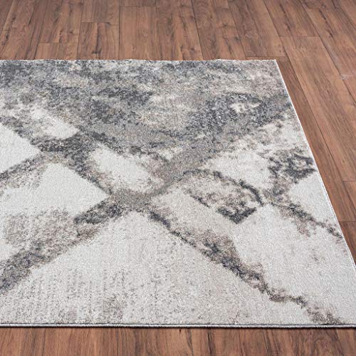 LUXE WEAVERS Lagos Grey 4x5 Art Deco Area Rug, Abstract Design, Geometric Carpet for Living Room and Bedroom