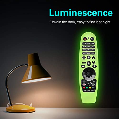 2Pcs Upgraded Protective Cover for LG AN-MR600 / LG AN-MR650 / AN-MR18BA / AN-MR19BA Remote Control Case for LG Smart TV,WQNIDE Silicone Case Anti/Drop/Slip/Scratch/Dust/Water (Blue+Glowing Green)
