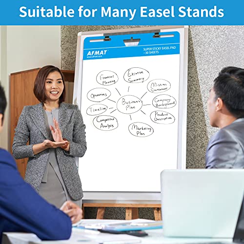 AFMAT Sticky Easel Pad, UPGRADED Chart Paper for Teachers, Large Self Stick Flip Chart Easel Paper, 25 x 30 Inches, 30 Sheets/Pad Chart Paper, 6 Pads