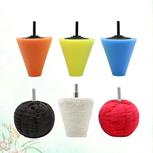 6PCS Drill Buffing Sponge Pads Buffing Wheel for Drill Foam Polisher Buffer Pad Sponge Ball Polishing Cone for Automotive Car Vehicle Wheels Hub Care