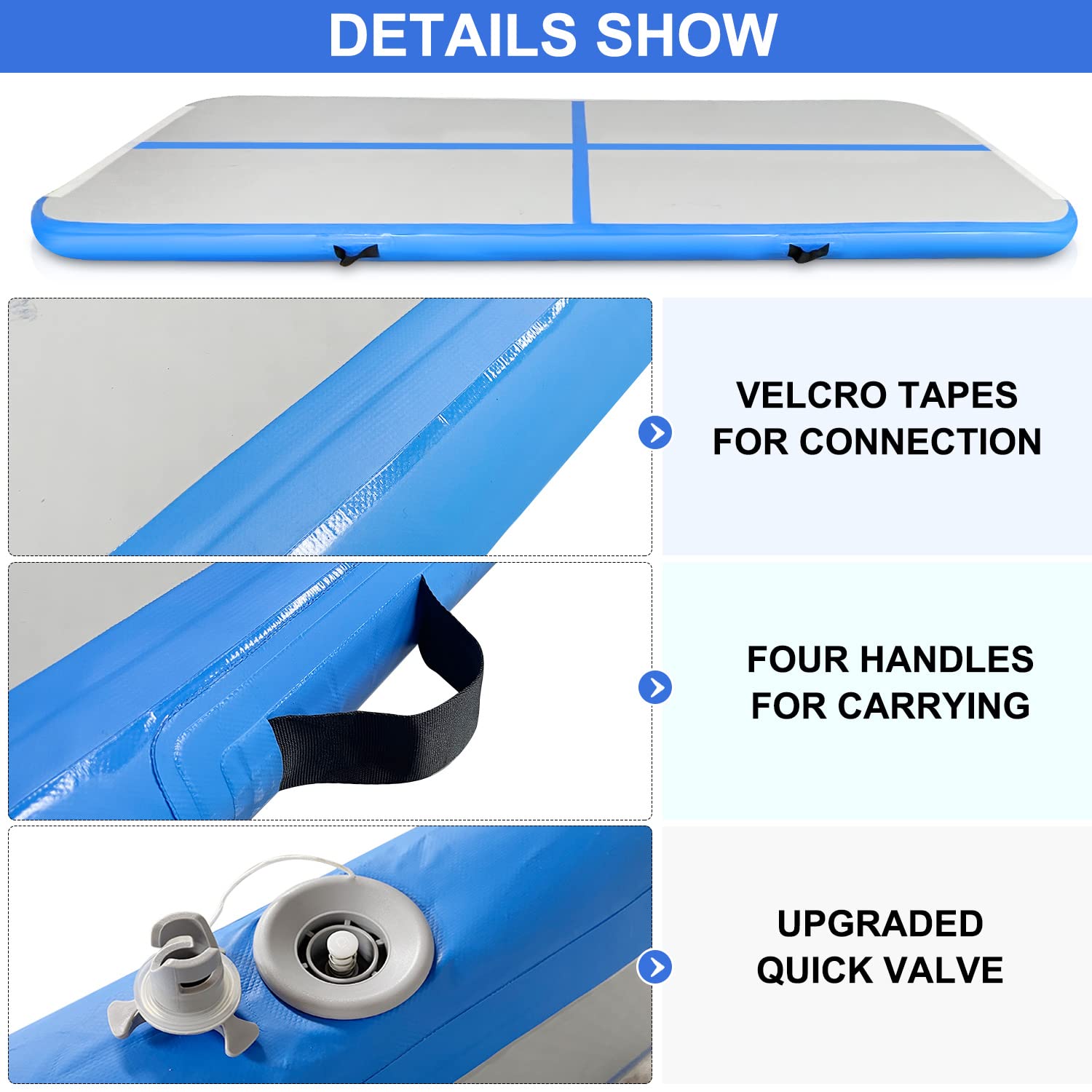 10ft Inflatable Gymnastics Tumbling Mat 4" Thick Air Tumble Track Gymnastics Training Mat with Electric Air Pump for Home Use/Tumble/Gym/Exercise/Training/Cheerleading/Yoga/Parkour/Beach/Park/Water