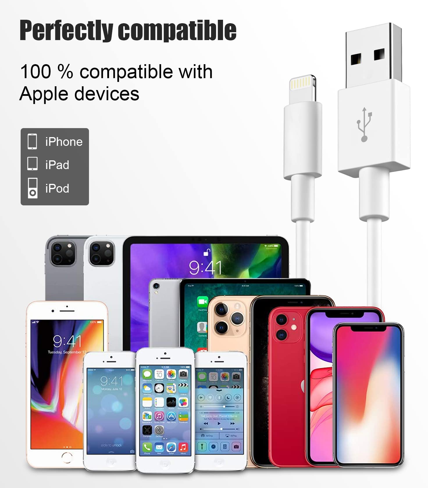 Souina iPhone Charger,[MFi Certified] Lightning Cable Original 3Pack 10ft USB Power Fast Charging Data Sync Transfer Cord Compatible with iPhone14 13 12 11 Max/X/8/7/Plus/6S/6