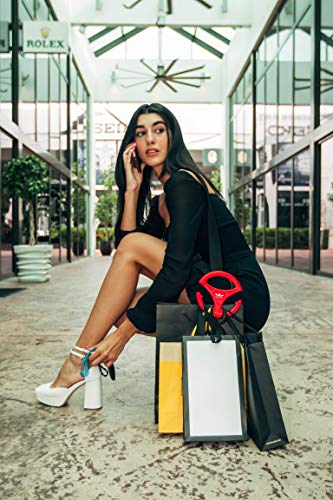 Combigrip Red Grocery Bag Handle Shopping Bag Carrier holds up to 300lbs Hands Free Concept Including Shoulder Strap For Safe Carrying with Dual Hooks and Comfortable Grip