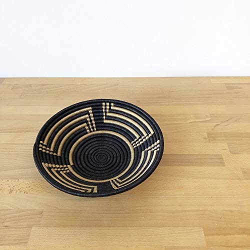 African Basket- Musoma/Rwanda Basket/Woven Bowl/Sisal & Sweetgrass Basket/Black, Tan