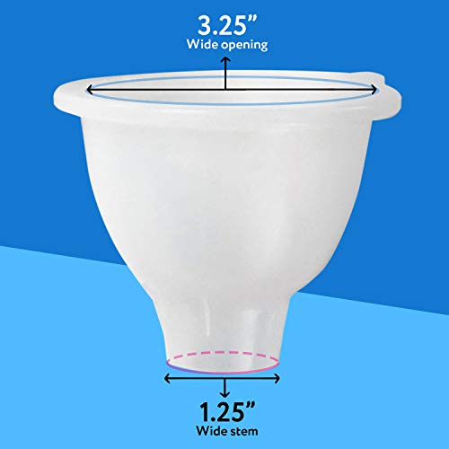 2 Pack Funnel for Squeeze Bottles - Wide Funnel Opening for Squeeze Bottles Like FIFO- for Ice, Dressing, Batter, Thick Sauces, Paint etc Flexible Silicone β No BPA 3.25β Top Diameter 1.25β