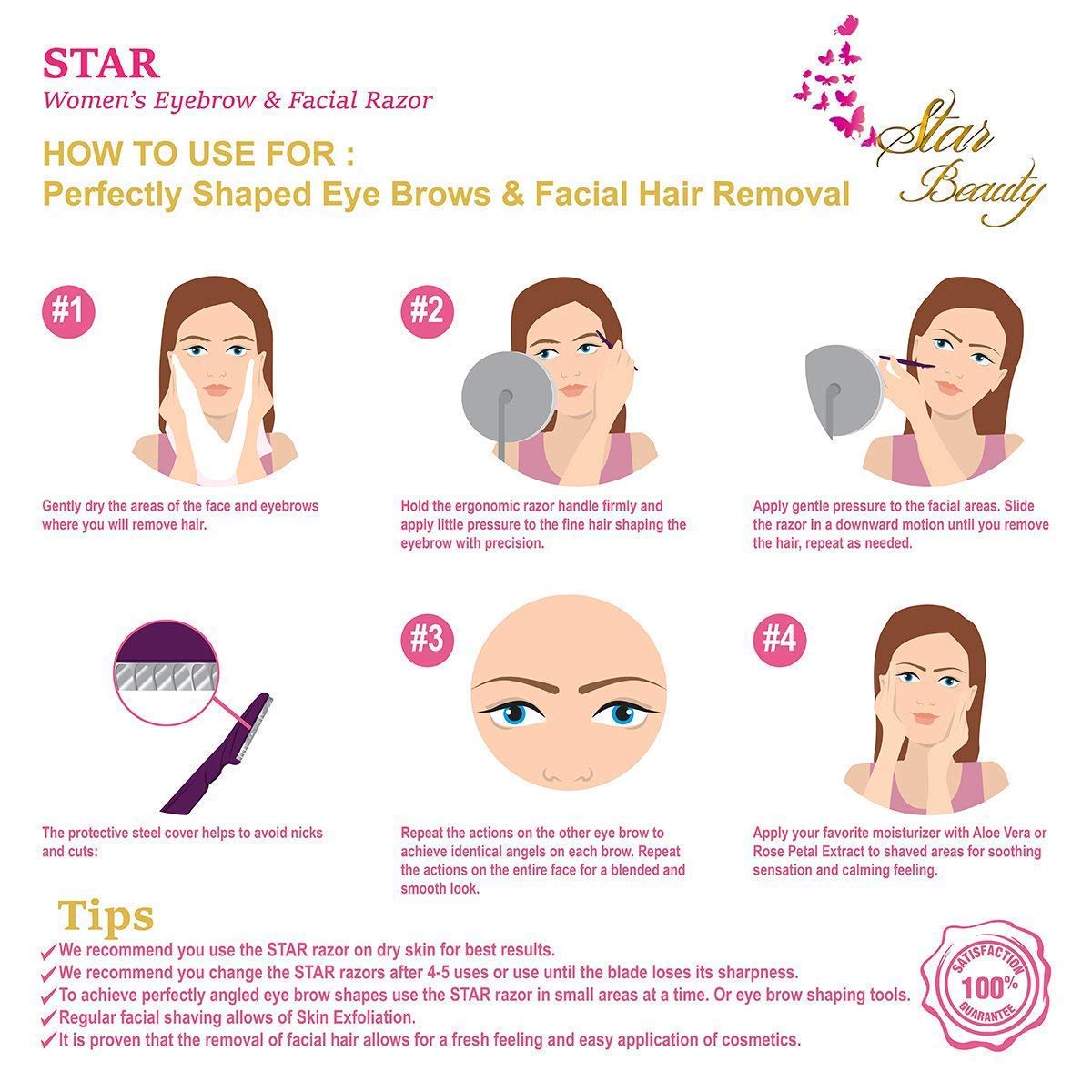 24 Pieces Eyebrow Razor Shaper Trimmer Shaver Women Men Facial Razor with Precision Cover by ACKLLR,Green Pink Yellow