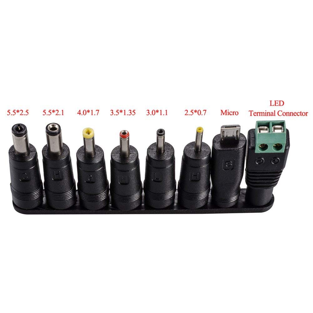 3V ~ 24V 2.5A 60W Power Supply with Volt Diaplay Adjustable DC 3V 5V 6V 9V 12V 15V 16V 18V 19V 20V 24V Variable Universal AC/DC Adapter 100V-240V AC to DC Converter with 8 Selectable Adapter Tips