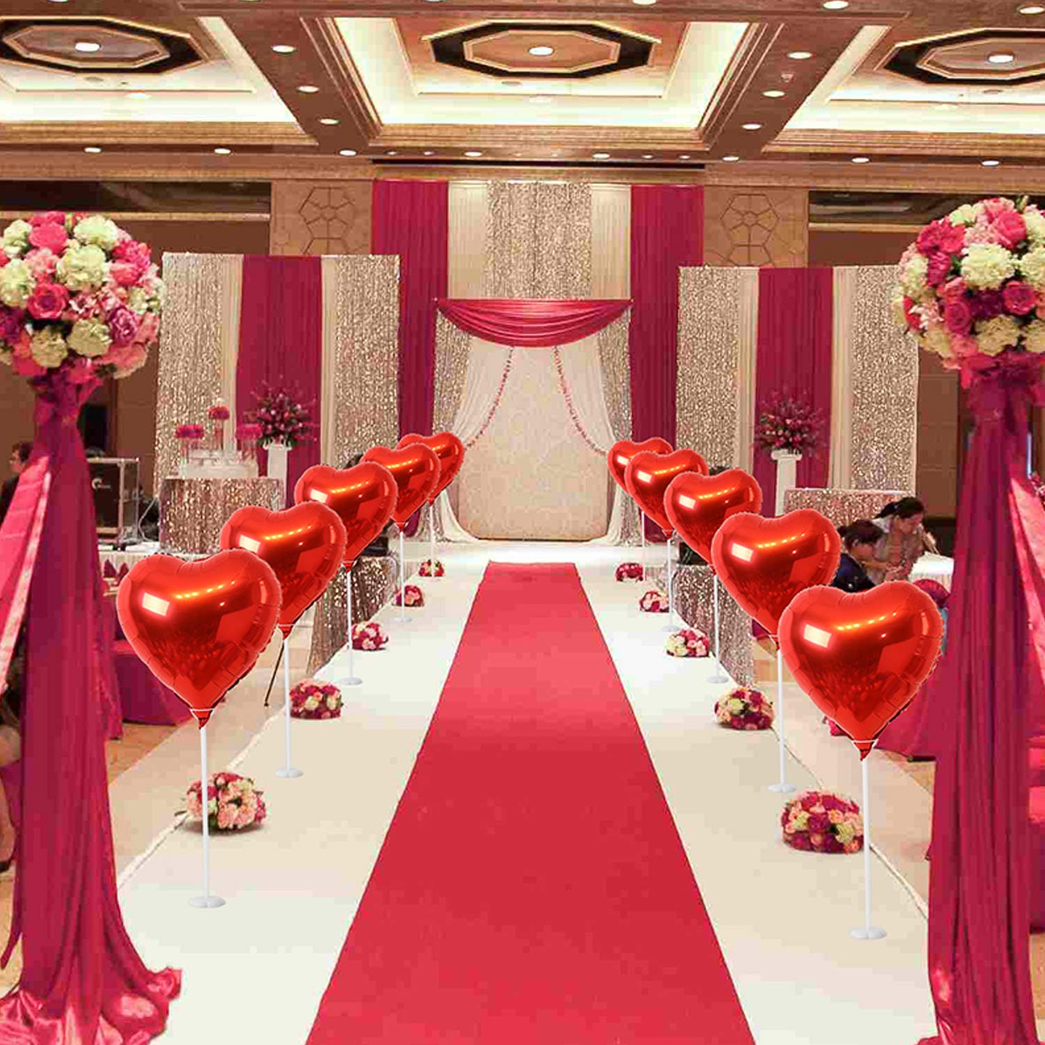 12PCS Balloon Stick Stand - Balloon Holder Cup with Balloon Pole and Flower Stand Base - Table Desktop Centerpiece Decorations for Wedding Birthday Baby Shower Any Party Balloon Accessories
