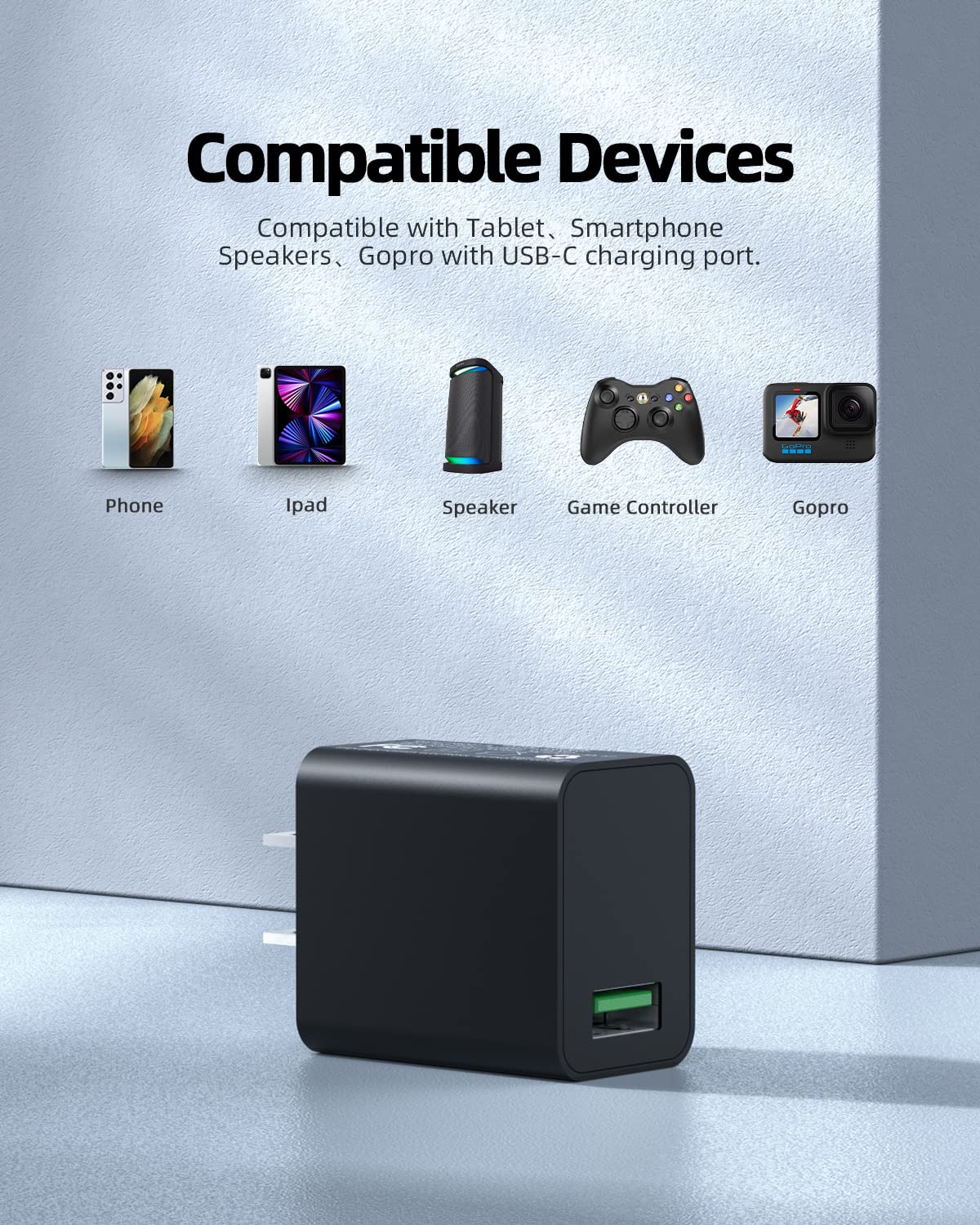 18W Type C Fast Charger Fit for Samsung Galaxy Tab A9+/A9 Plus 11-inch 2023, Tab A7 10.4-Inch 2020, Tab A7 Lite 8.7-Inch 2021 USB C Tablet