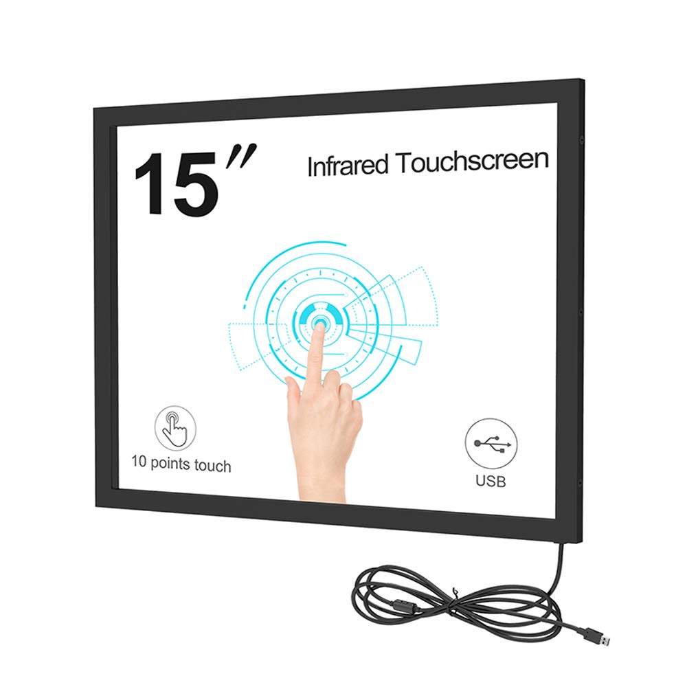 GreenTouch 15 inch 10 Points ir Touch Screen, ir Touch Panel, Infrared Touch Screen Overlay for Touch Monitor, Payment Terminal…