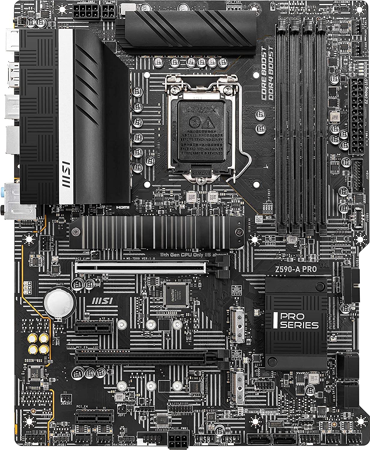 MSI Z590-A PRO ProSeries Computer Gaming Motherboard (ATX, 11th/10th Gen Intel Core, LGA 1200 Socket, DDR4, PCIe 4, M.2 Slots, USB 3.2 Gen 2, 2.5G LAN, DP/HDMI) Intel PC Motherboards (Renewed)