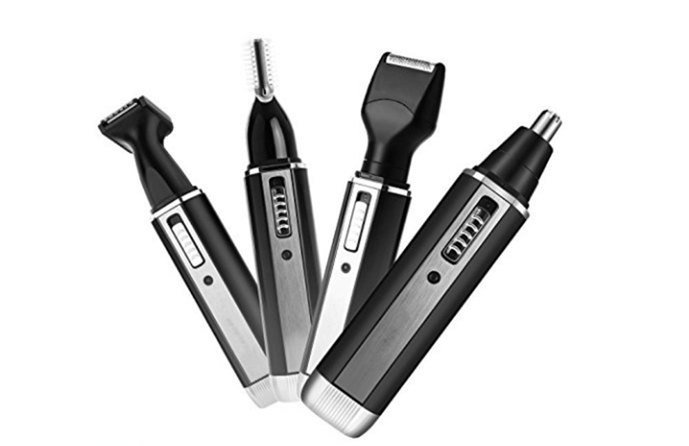4 in 1 Rechargeable Nose Sideburn Eyebrow Beard Ear Hair Trimmer for Men & Women, Nose Ear Trimmer/Beard Trimmer/Sideburn Trimmer/Eyebrow Trimmer (Black)