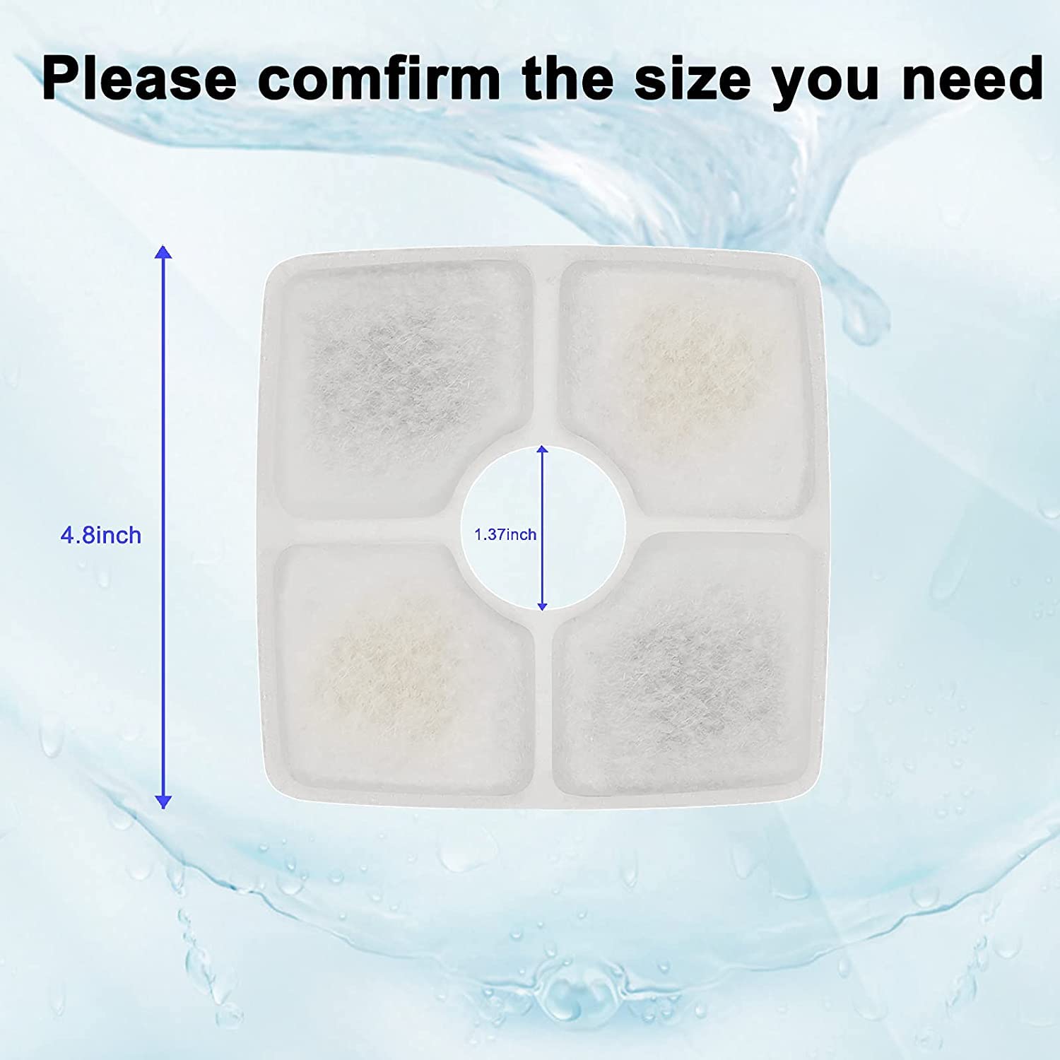 12 Pack Cat Water Fountain Filters, Cirfifth Cat Fountain Filter Replacement, for Square Cat Water Fountain Inside (4 Pack)