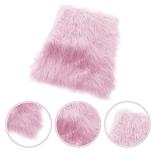 CALIDAKA Baby Photo Props Blanket,Newborn Faux Fur Photography Basket Stuffer Rug,Beanbag Background Backdrop Mat (Pink)
