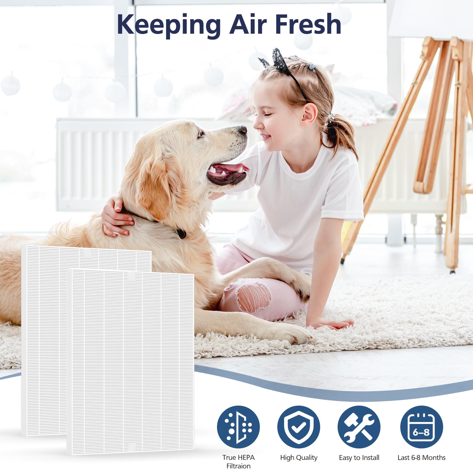 116130 True HEPA Replacement Filter H for Winix 5500-2 AM80 Air Purifier, 4 Pack H13 Grade True HEPA Filter