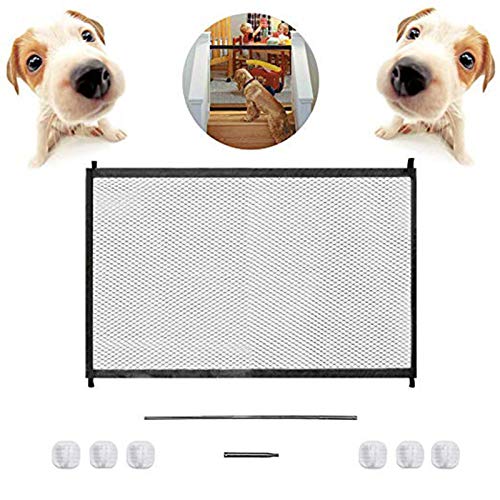 70.9"x28.3" Pet Gate,Baby Gate,Magic Gate Portable Folding mesh gate Safe Guard Isolated ,Indoor and Outdoor Safety Gate Install Anywhere (Black)