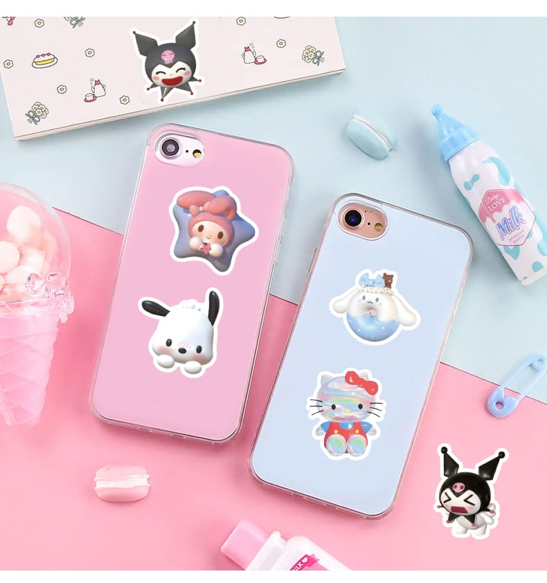 120Pcs 3D Kawaii Stickers Pack,Cartoon Keroppi Cinnamoroll Kitty,Waterproof Sticker for Laptop,Anime Vinyl Decals for Water Bottle,Skateboard,Hydroflasks,Cute Gifts for Friends Girls Kids