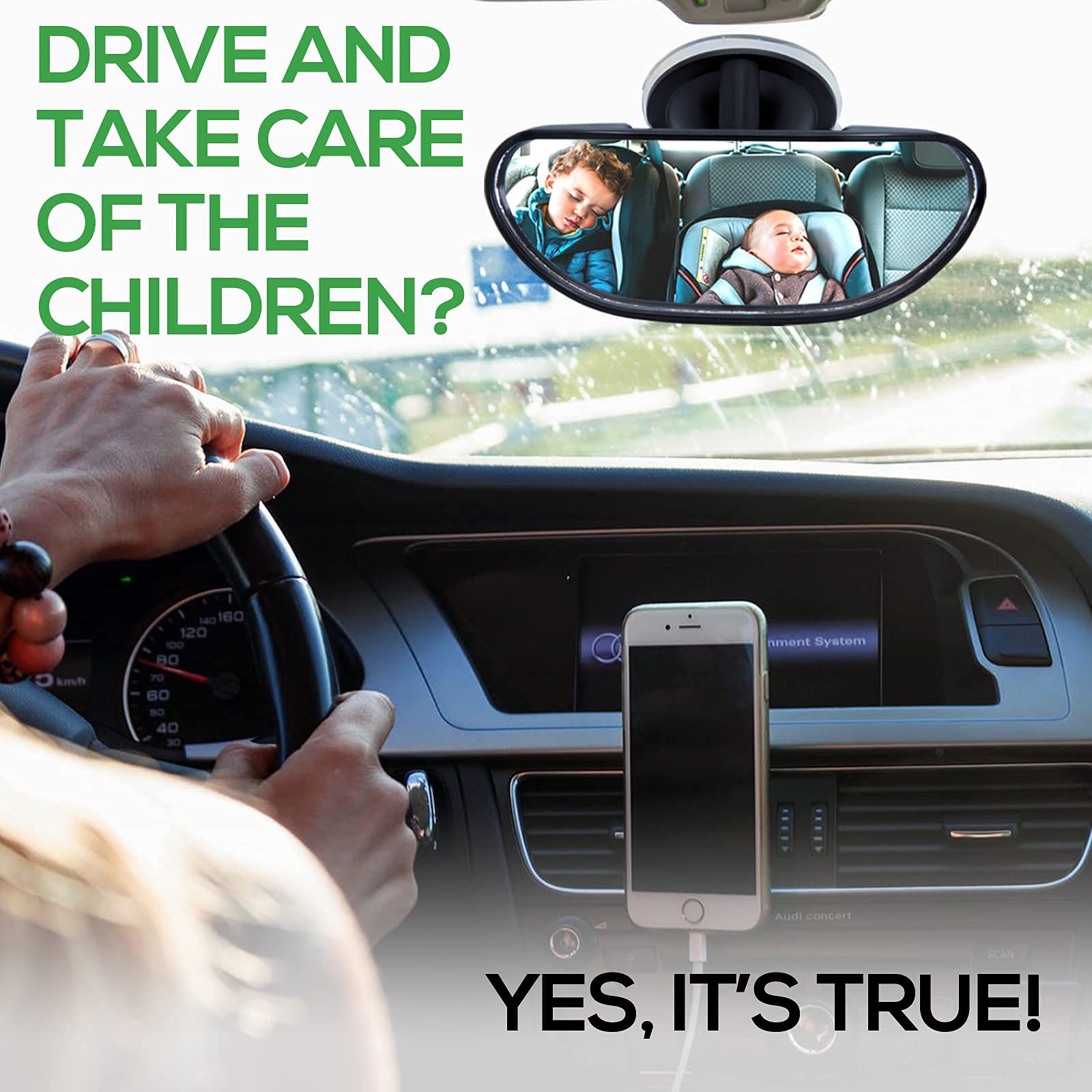 Lebogner Baby Car Mirror, Windshield Front Facing Seat Full Wide Angle View Infant Mirror, Rearview Car Seat Mirror That Attaches With A Adjustable Suction Cup, Child Safety Hanging Accessories
