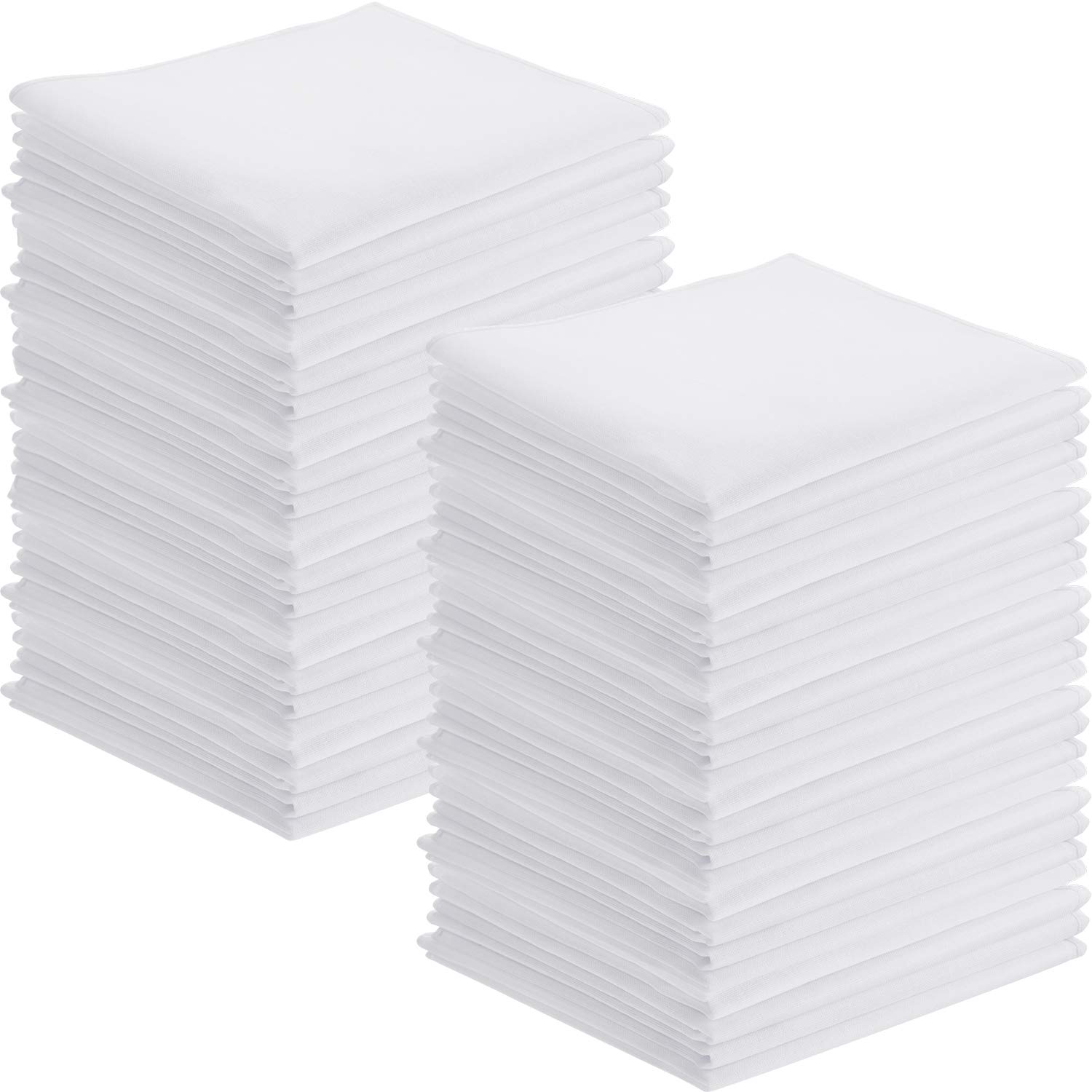 100 Pieces White Handkerchiefs Classic Hankies Bulk Set Pocket Square Towel Small Size for Tea Parties for Men