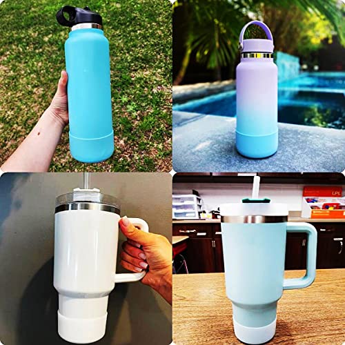 2Pcs Silicone Bumper Boot for Stanley Quencher Adventure 40oz Tumbler with Handle & Stanley IceFlow 20oz 30oz, Protective Water Bottle Bottom Sleeve Cover, Stanley Tumbler Accessories (Clear 2pcs)