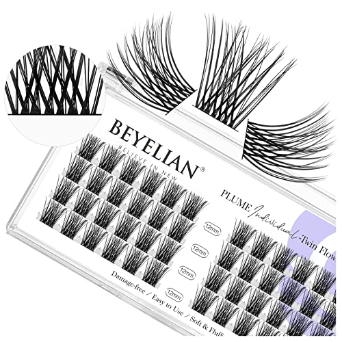 DIY Eyelash Extension,Cluster Lashes Individual False Eyelashes Extension Natural Look Reusable Glue Bonded Black Super Thin Band 48 Lash Clusters by BEYELIAN (Style3 0.07 12mm Black Band)
