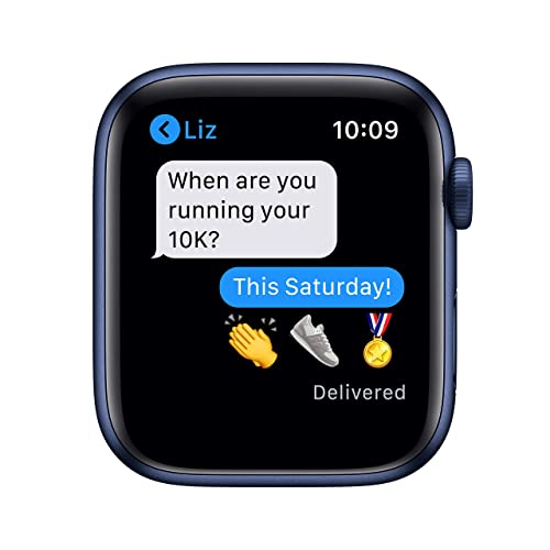 Apple Watch Series 6 (GPS + Cellular, 44mm) - Blue Aluminum Case with Deep Navy Sport Band (Renewed)