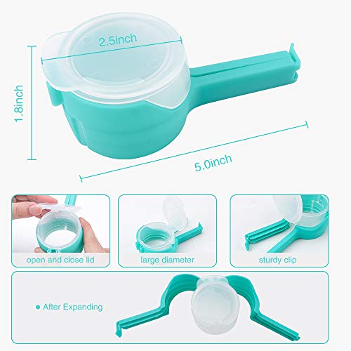 4pcs Food bag clipswith Pour Spouts, Great Clips Bags for Kitchen, Suitable for Small Particle Food, Liquid,Flour and Baby Food Storage Organizer