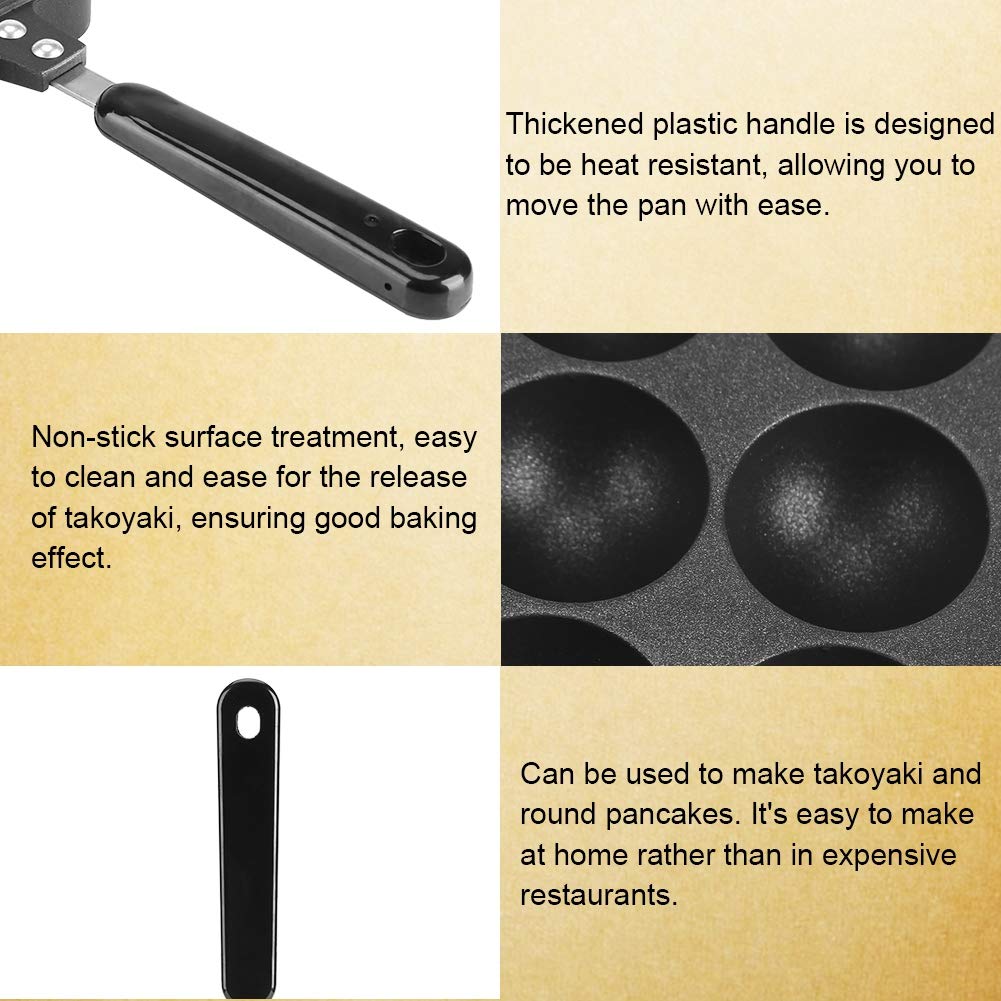 12 Cavities Takoyaki Grill Pan, Aluminum Non-stick Baking Takoyaki Grill Pan Plate Octopus Ball/Pancake Maker