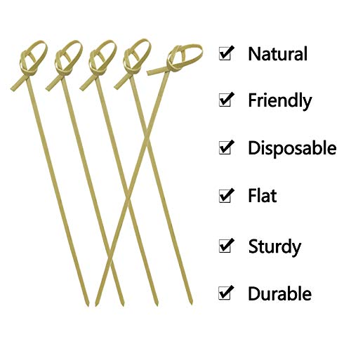 BLUE TOP Bamboo Cocktail Picks 100 PCS Bamboo Skewers 6 Inch with Looped Knot, Food Picks ,Party Toothpicks for Appetizers,Cocktail Drinks,Barbecue Snacks,Club Sandwiches.