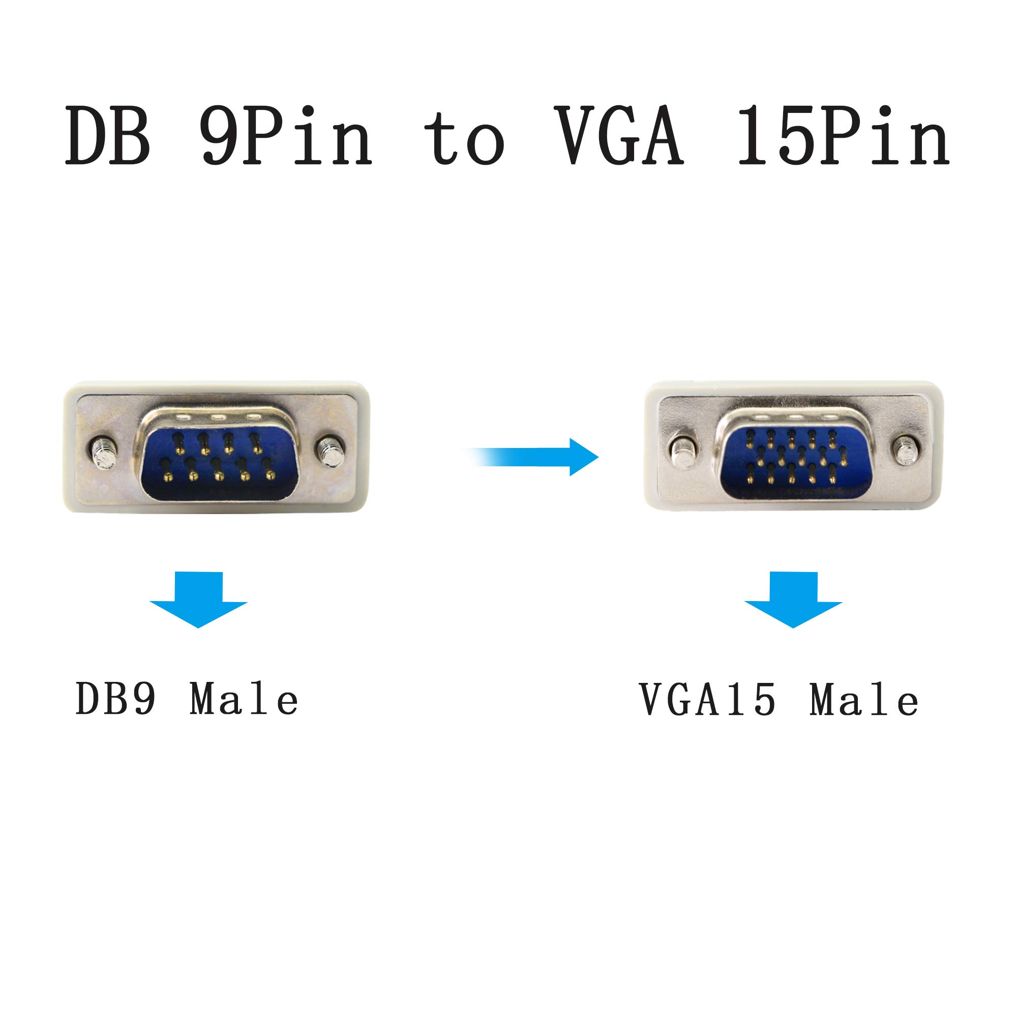 4.5 Feet DB 9 Pin Male to VGA 15 Pin Male Adapter Cable, RS232 to VGA Conversion Cable, YOUCHENG, for Computer,Printers, Scanners