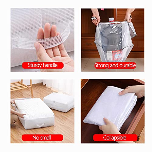 2-Pack Under Bed Storage Containers 58L Foldable PVC Bag Large Capacity Storage Containers with Strong Zipper, 3 Reinforced Handles, Low Profile Underbed Storage Bins for Clothes, Blankets, Shoes