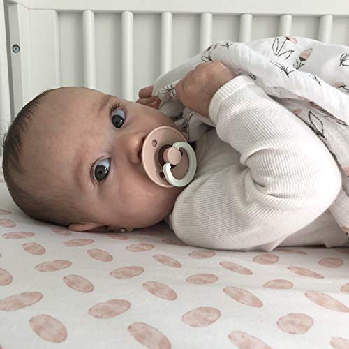 Adrienne Vittadini Bambini Jersey Cotton Standard Crib Sheets 2 Pack Watercolor Floral & Ovals, Pink