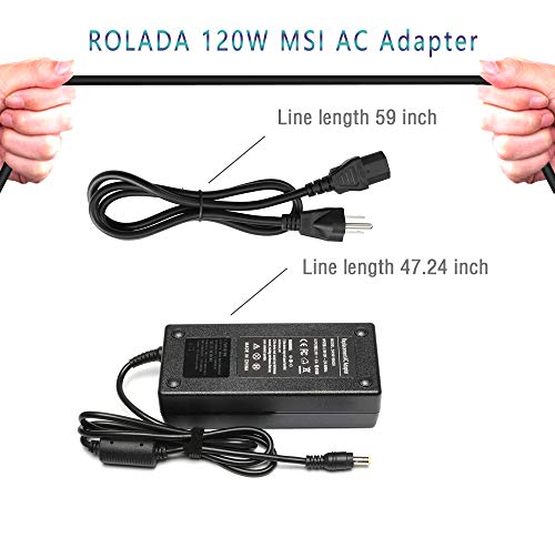 120W Laptop Ac Adapter Charger Power Cord Supply for MSI- Laptop CX62 GE60 GE60K GE62 GE70 GE70K GE72 GP60 GP70 GP72 GS60 GS70 MS-16GA Stealth MS-1756 MS-1757 MS-1771 MS163A E7235 E7405