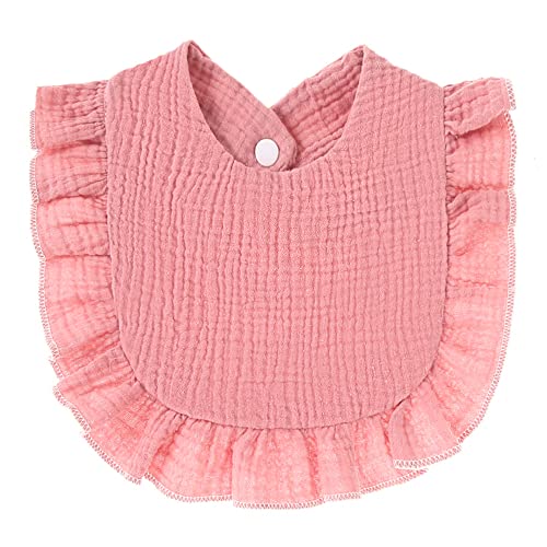 4 PACK Solid Muslin Baby Drool Bibs Set for Unisex Boys Girls Cotton Adjustable Teething Feeding Drooling Bibs (Pink Set)