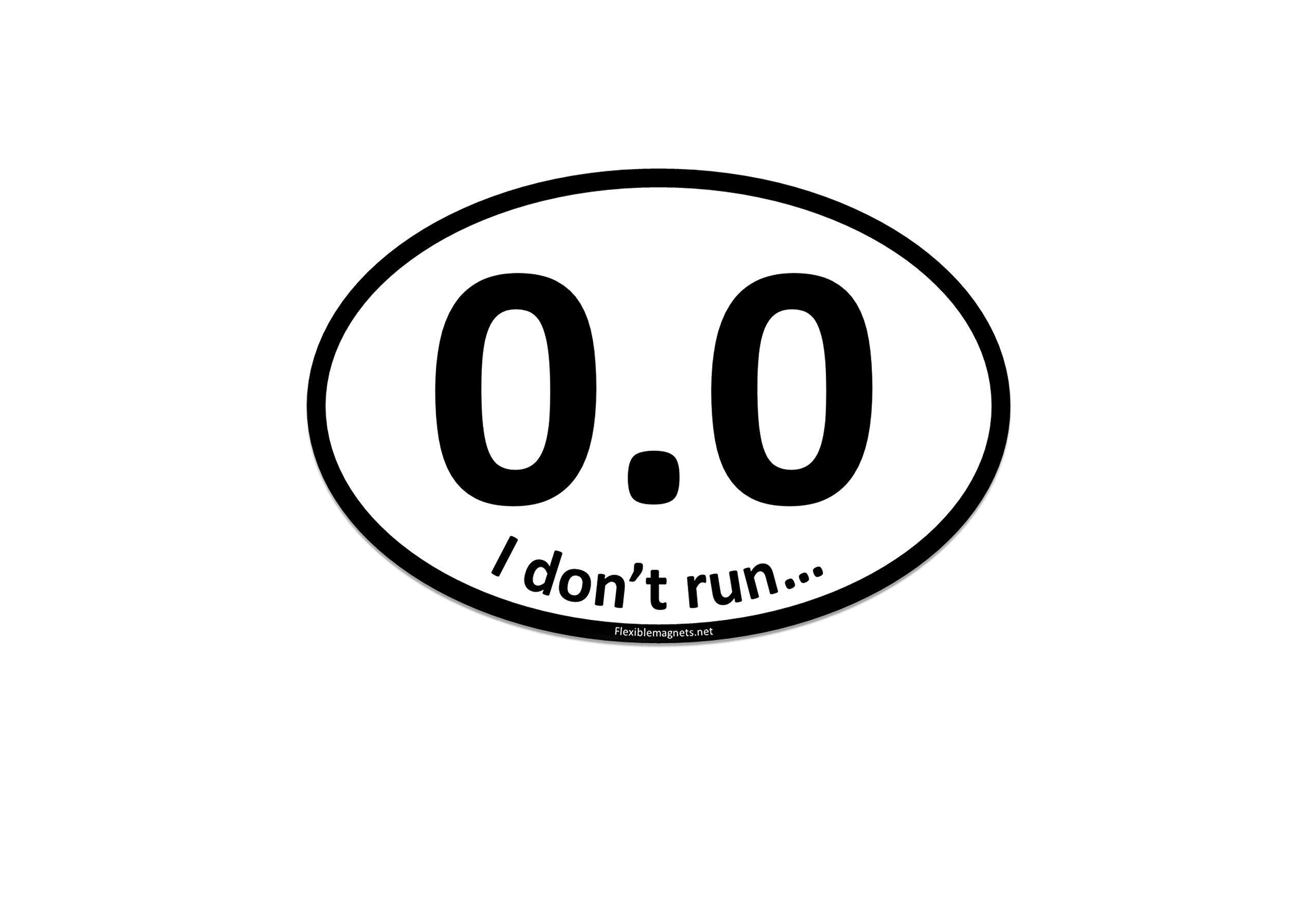 0.0 Black Marathon No Running Oval Car Magnet 4" x 6"