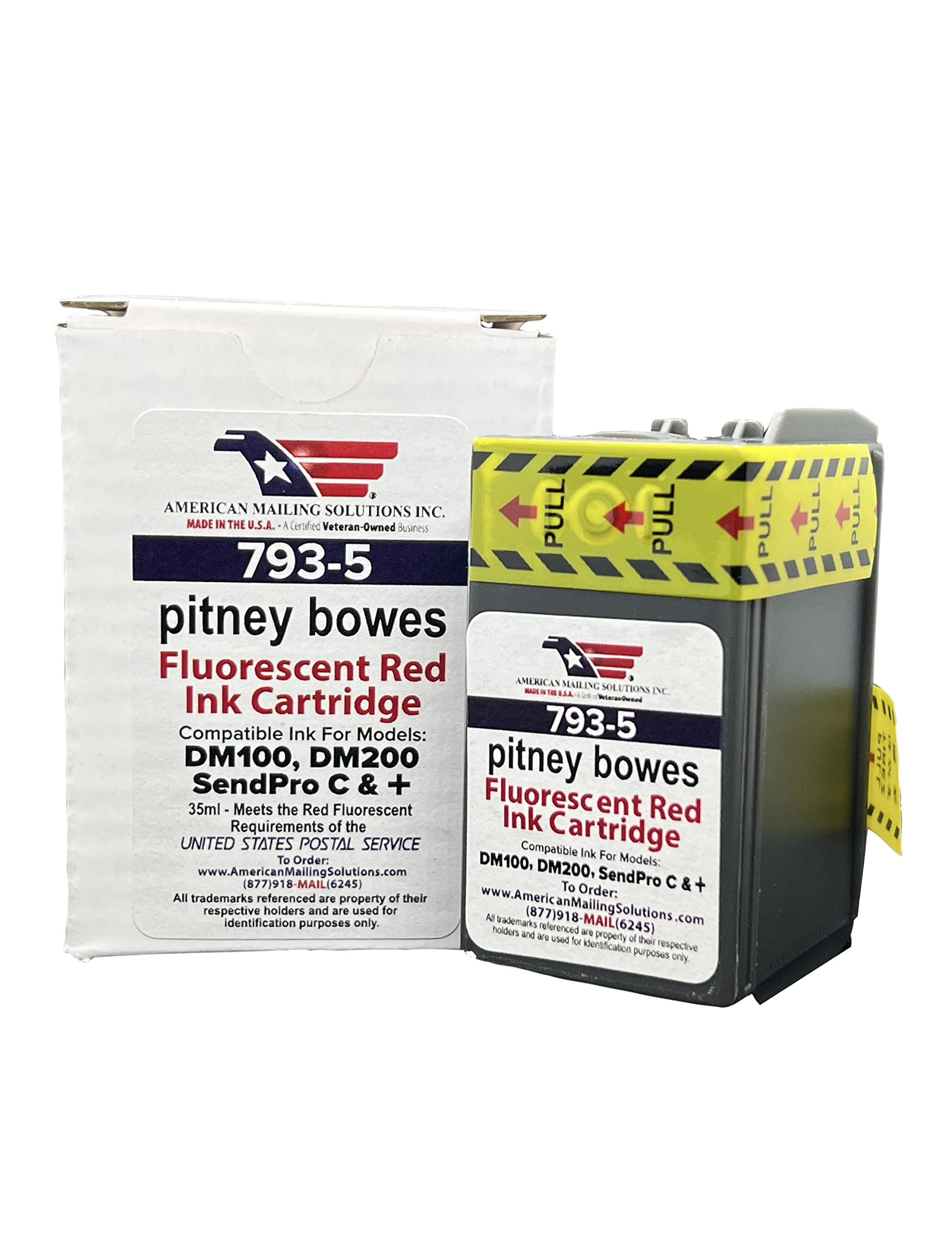 AMERICAN MAILING SOLUTIONS INC PB 793-5 Red Fluorescent Ink Cartridge Replacement for The SendPro and DM Series Postage Meters