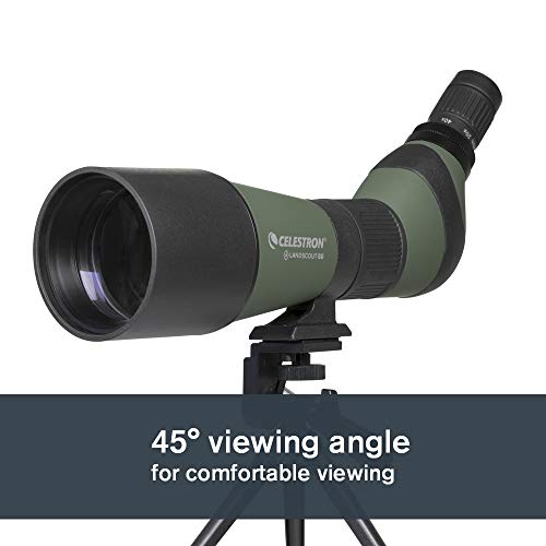 Celestron – LandScout 80mm Angled Spotting Scope – Fully Coated Optics – 20–60x Zoom Eyepiece – Rubber Armored – Tabletop Tripod and Smartphone Adapter