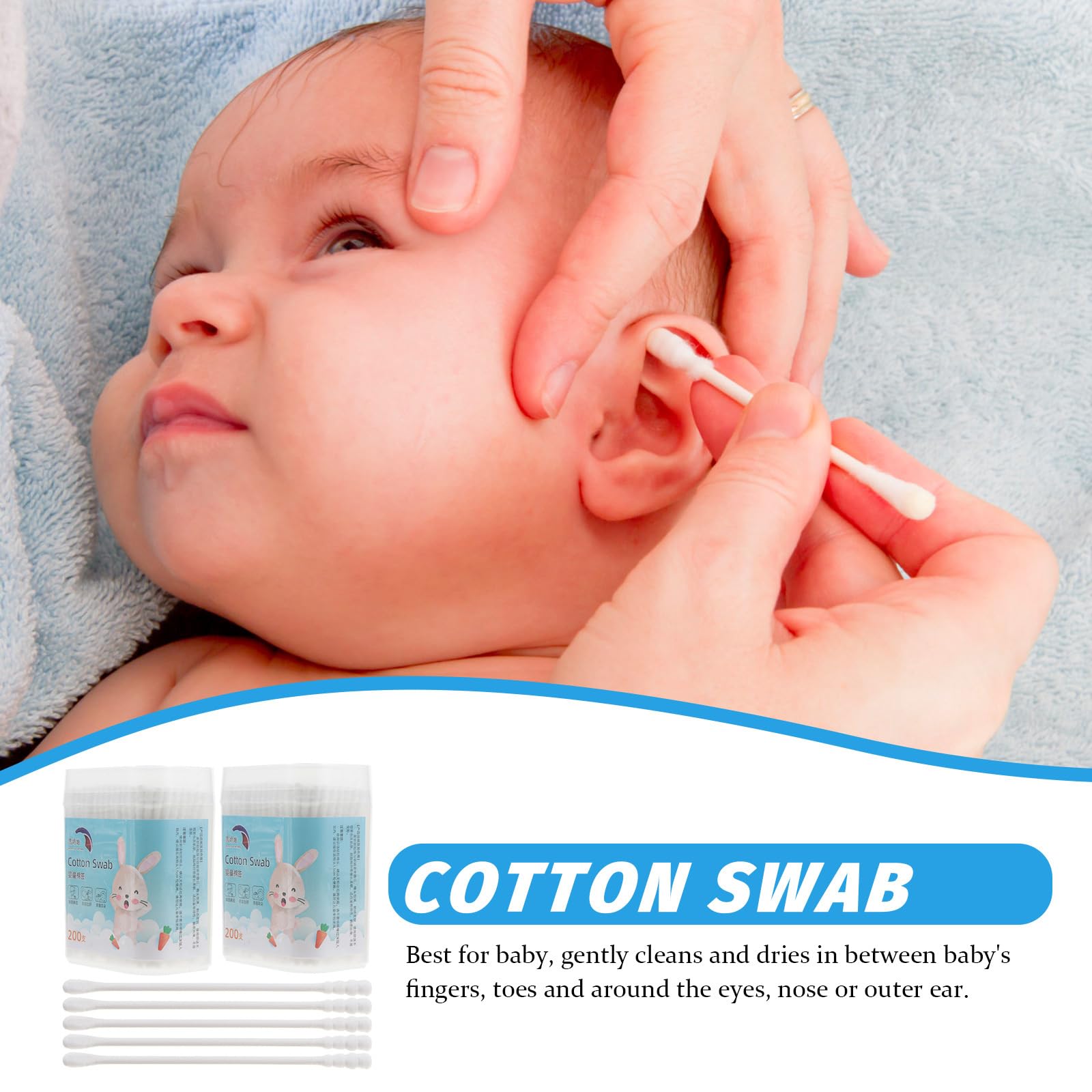 400PCS Cotton Swabs, Cotton Buds Swabs Cleaner Double Round Cotton Tip Cleaning Swabs with Paper Stick for Cleaning Ear Nose nose swabs Makeup chidren ear nose cotton sticks