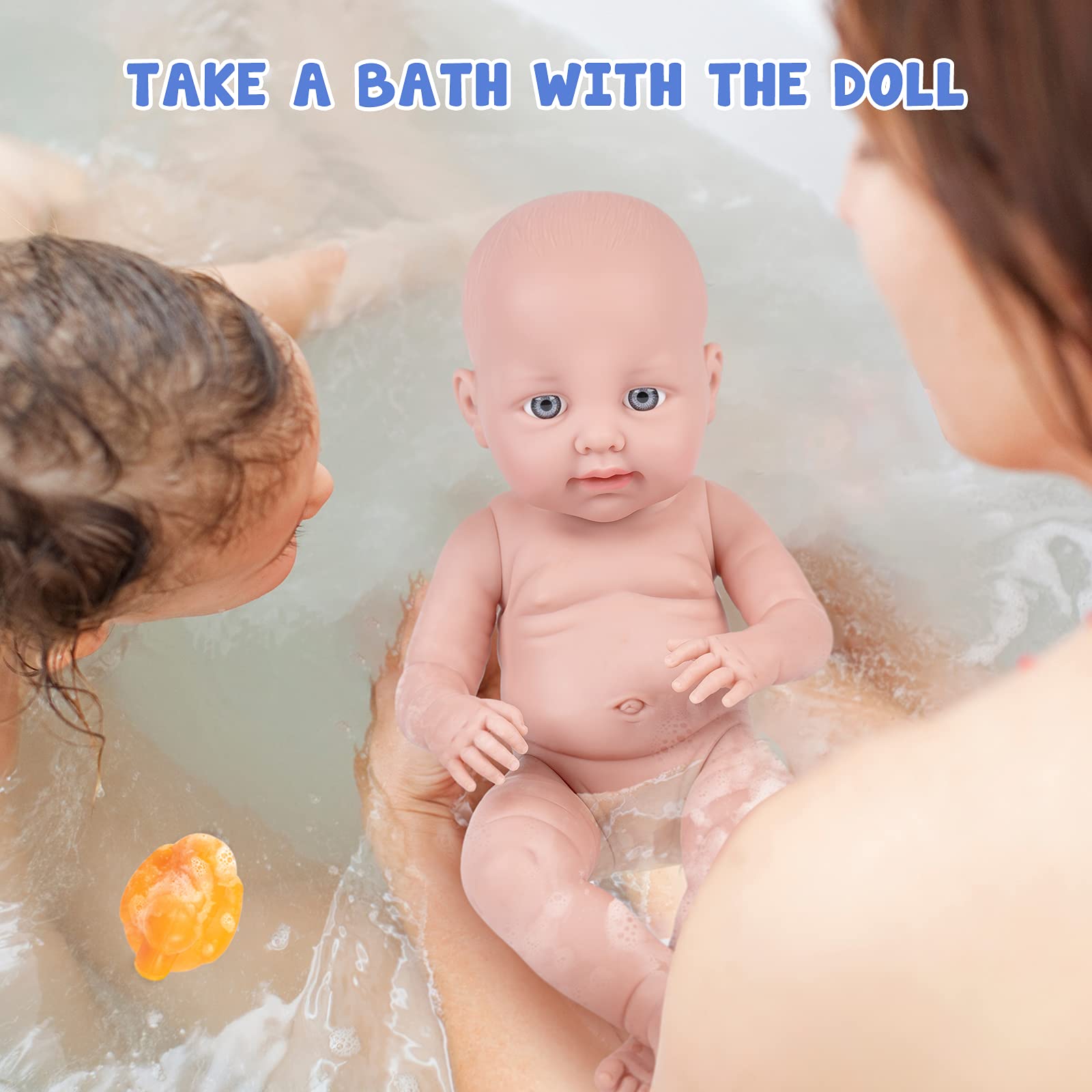 16" Washable Reborn Baby Doll - Lifelike Handmade Silicone Doll with Doll Accessories for Girls Boys Kids