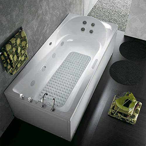 COMUSTER Bathtub and Shower Mats, Extra Long Non-Slip Bath Mat (39" x 16"), Machine Washable Bath Tub Mat for Bathroom(Solid Grey)